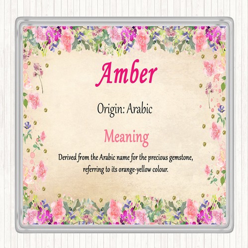 Amber Name Meaning Drinks Mat Coaster Floral | eBay