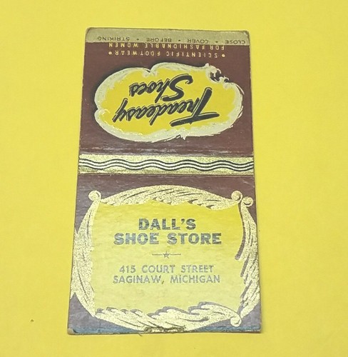 Vintage Dalls Shoe Store Matchbook Cover Saginaw Michigan Treadway | eBay
