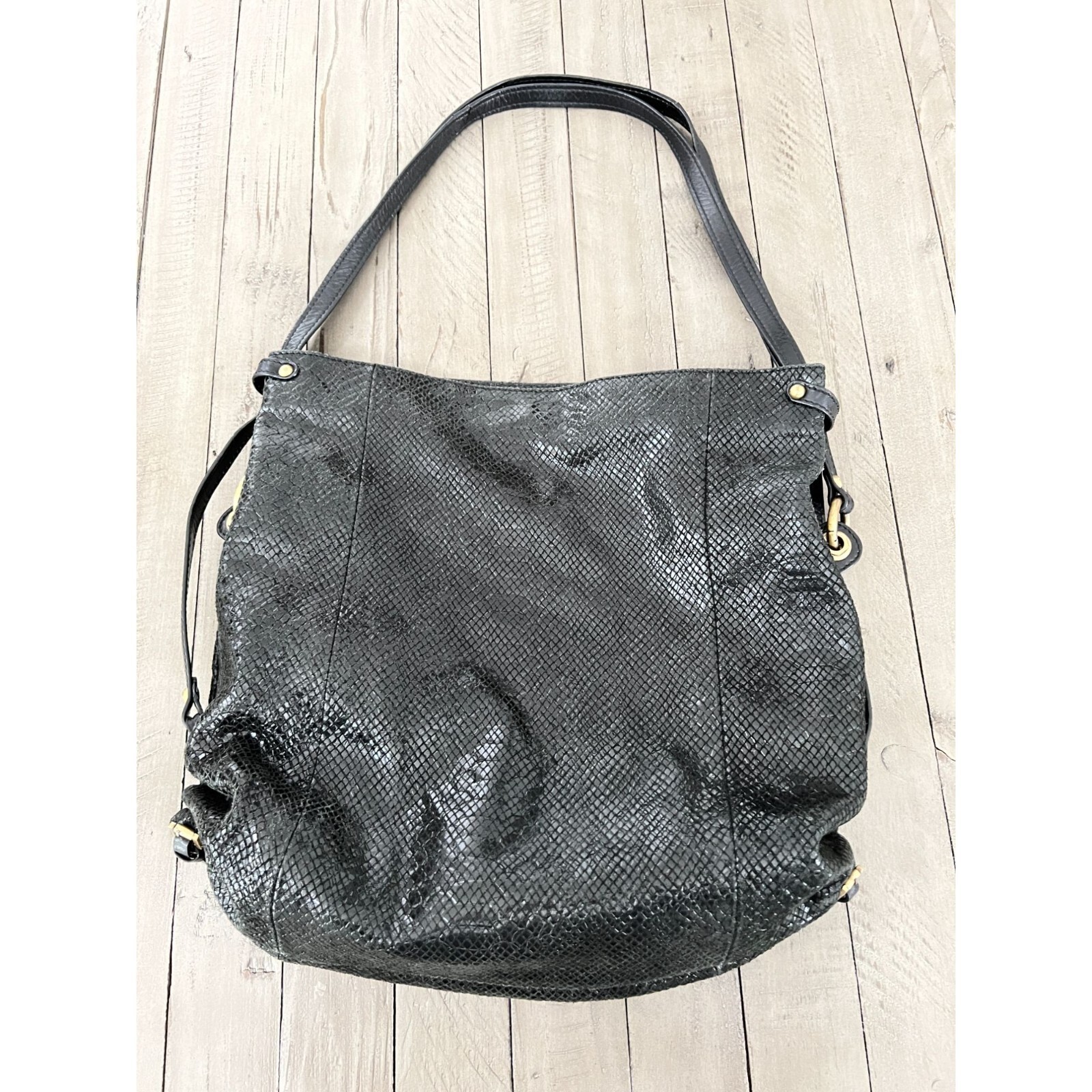 Dr Yany Black Snake Skin Pattern Shoulder Hobo Bag Pu… - Gem