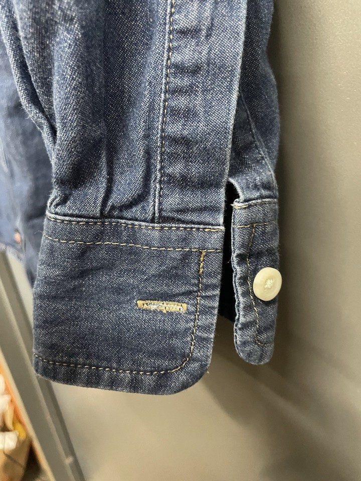 Men’s Dickies Denim Long Sleeve Button Up 100% Cotton Shirt Size Large ...