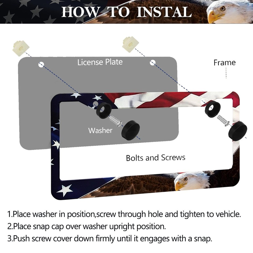 American Flag Eagle License Plate Frame - American Flag Design License ...