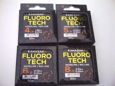 Kamasan Fluoro Tech Hook Link / Rig Line. 50metre Spools. 4lb / 5lb ...