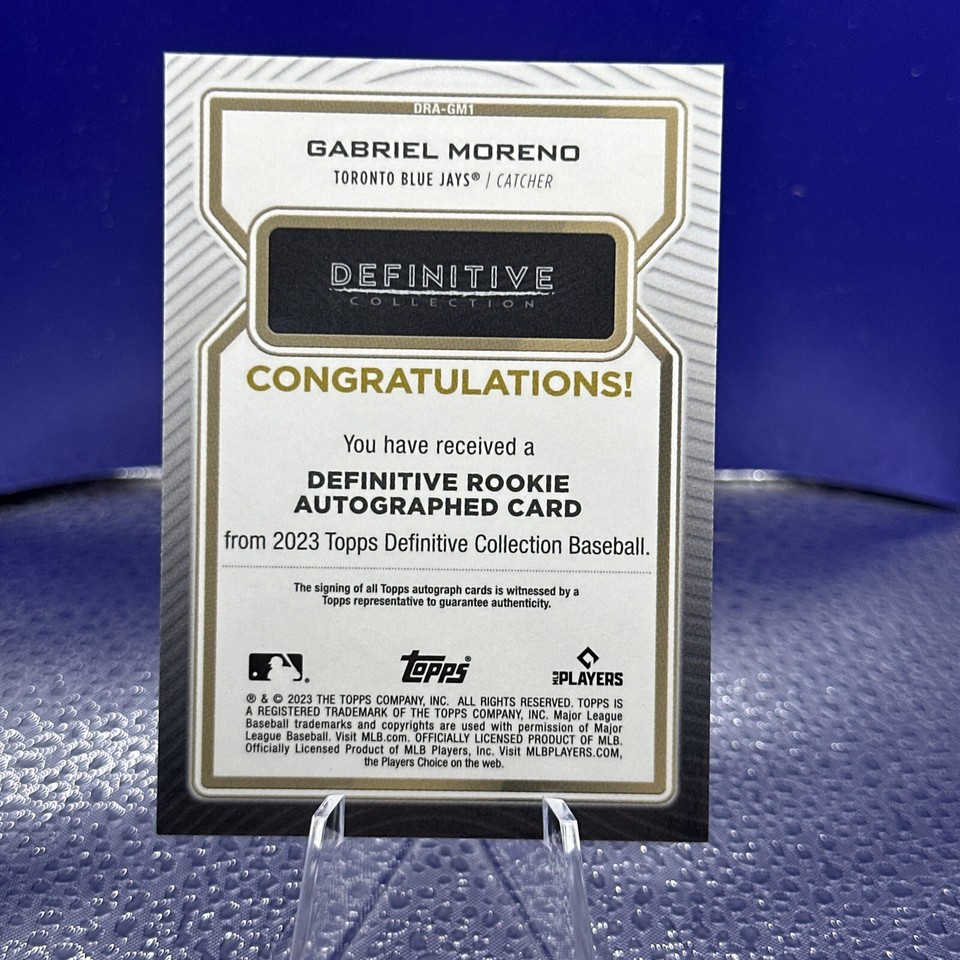 Gabriel Moreno Auto 2023 Topps Definitive Rookie Auto Purple 8/10 Jays ...