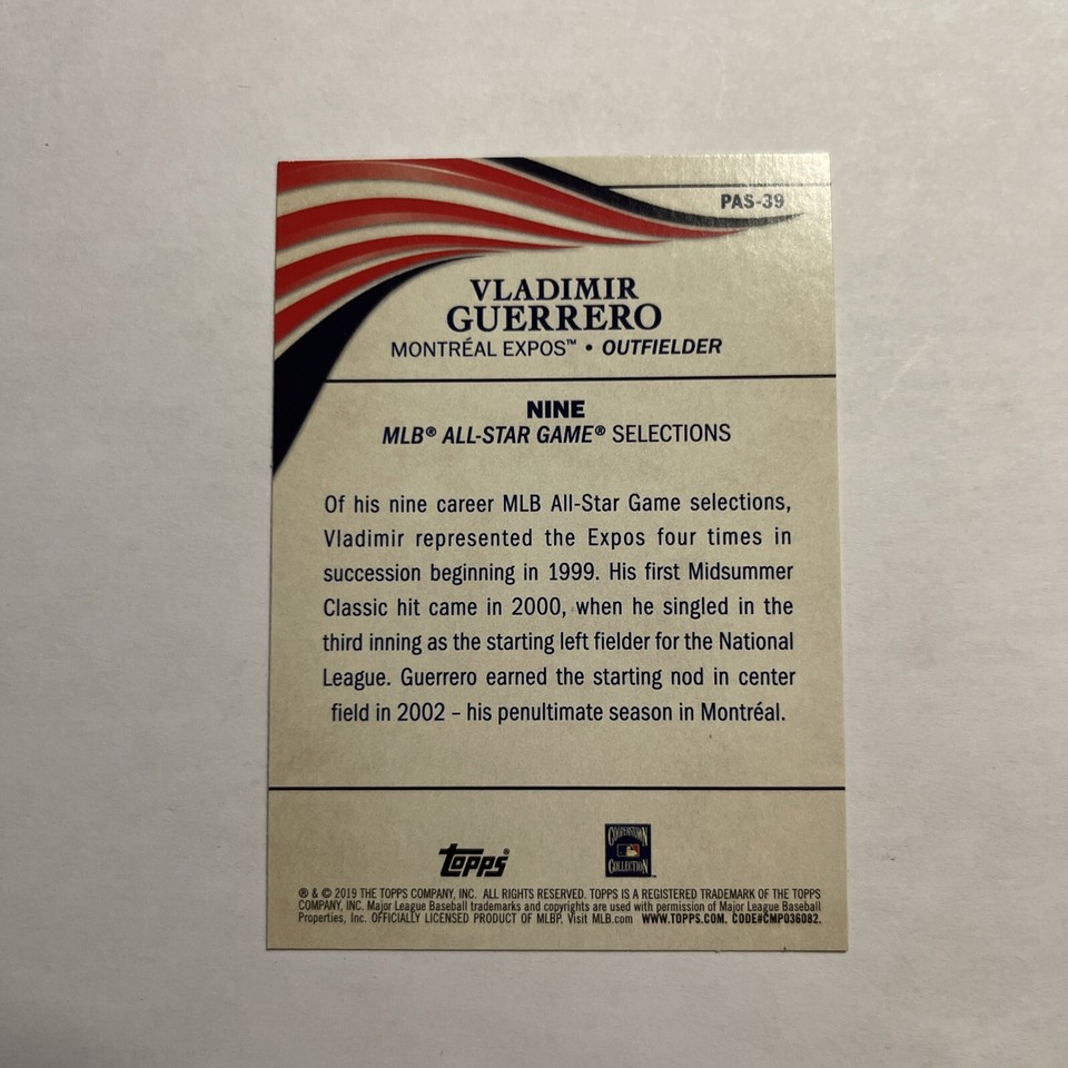 2019 Topps Update Perennial All-Stars Vladimir Guerrero Montreal Expos ...
