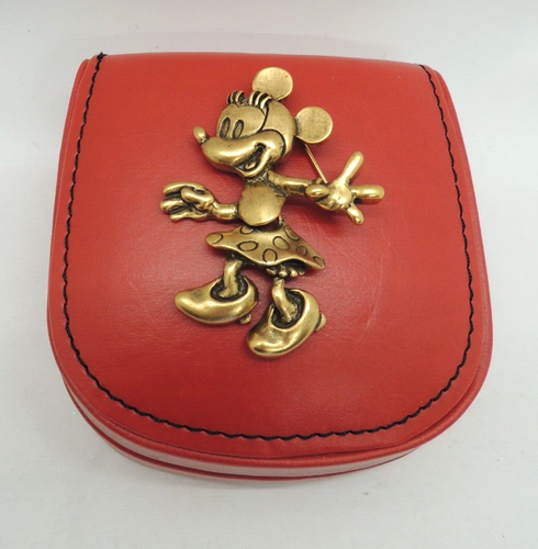 Disney Mickey & Minnie Mouse Gold Tone Pin Brooch Set Moveable Minnie w ...