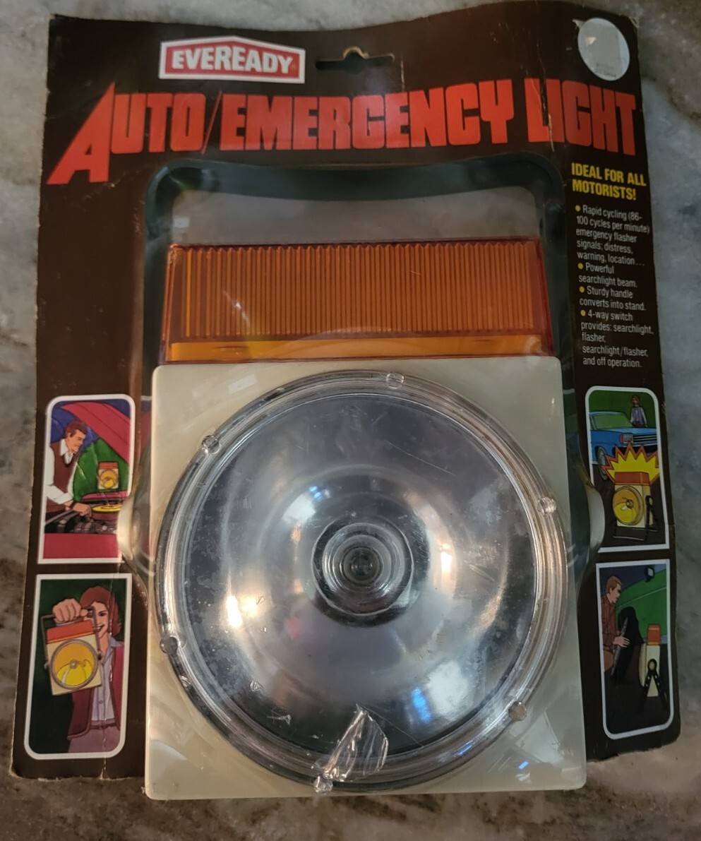 NEW VINTAGE Eveready AUTO EMERGENCY Light FLASHLIGHT 1990s Model 6453BP ...