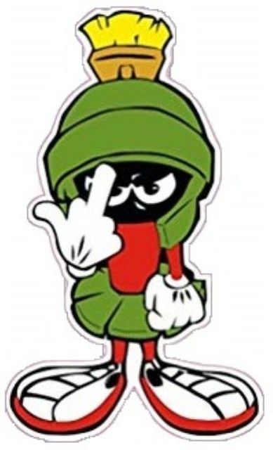 MARVIN MARTIAN W/MIDDLE FINGER LAPTOP STICKER BUMPER STICKER WINDOW ...