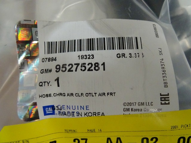 Genuine Holden Intercooler Outlet Charge Hoses Comes 95939957 ...