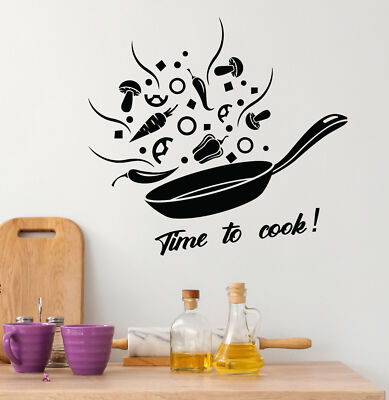 Vinyl Wall Decal Time To Cook Kitchen Decor For Housewives Stickers ...