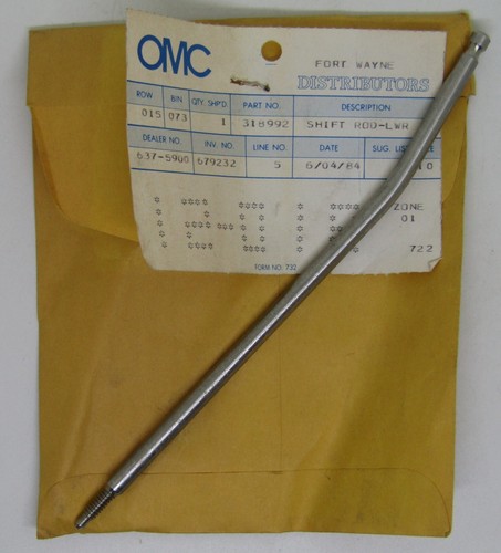 NEW OMC OUTBOARD MARINE CORP BOAT OEM LOWER SHIFT ROD PART NO. 318992 ...