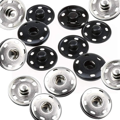 JOSDIOX Large Snaps for Sewing Big Sew on Snap Buttons Black, Silvery ...