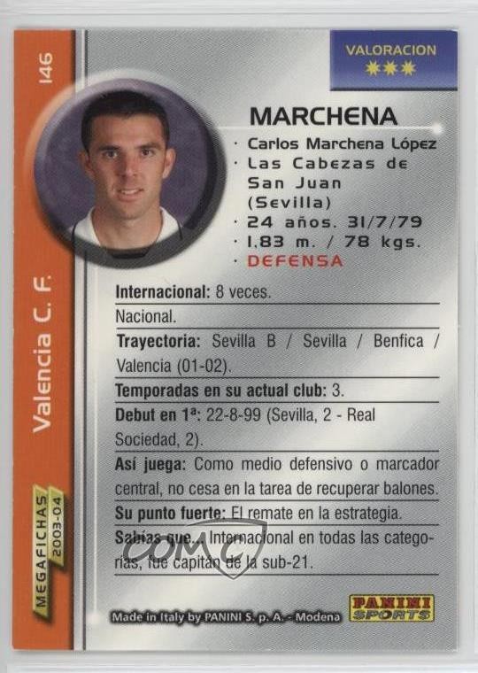2003-04 Panini Megafichas La Liga Japan Edition Carlos Marchena López ...