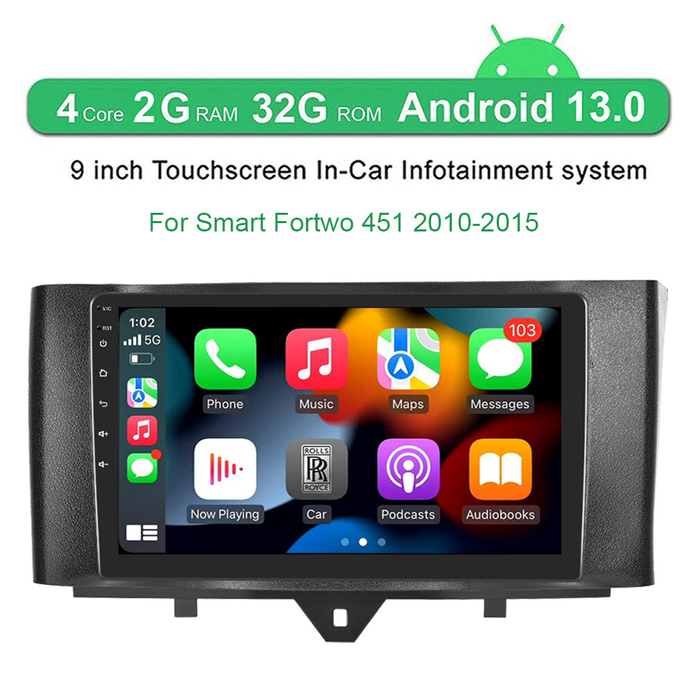 Car Radio GPS Sat Nav For Smart Fortwo 451 2010-2015 Android 13.0 2 ...