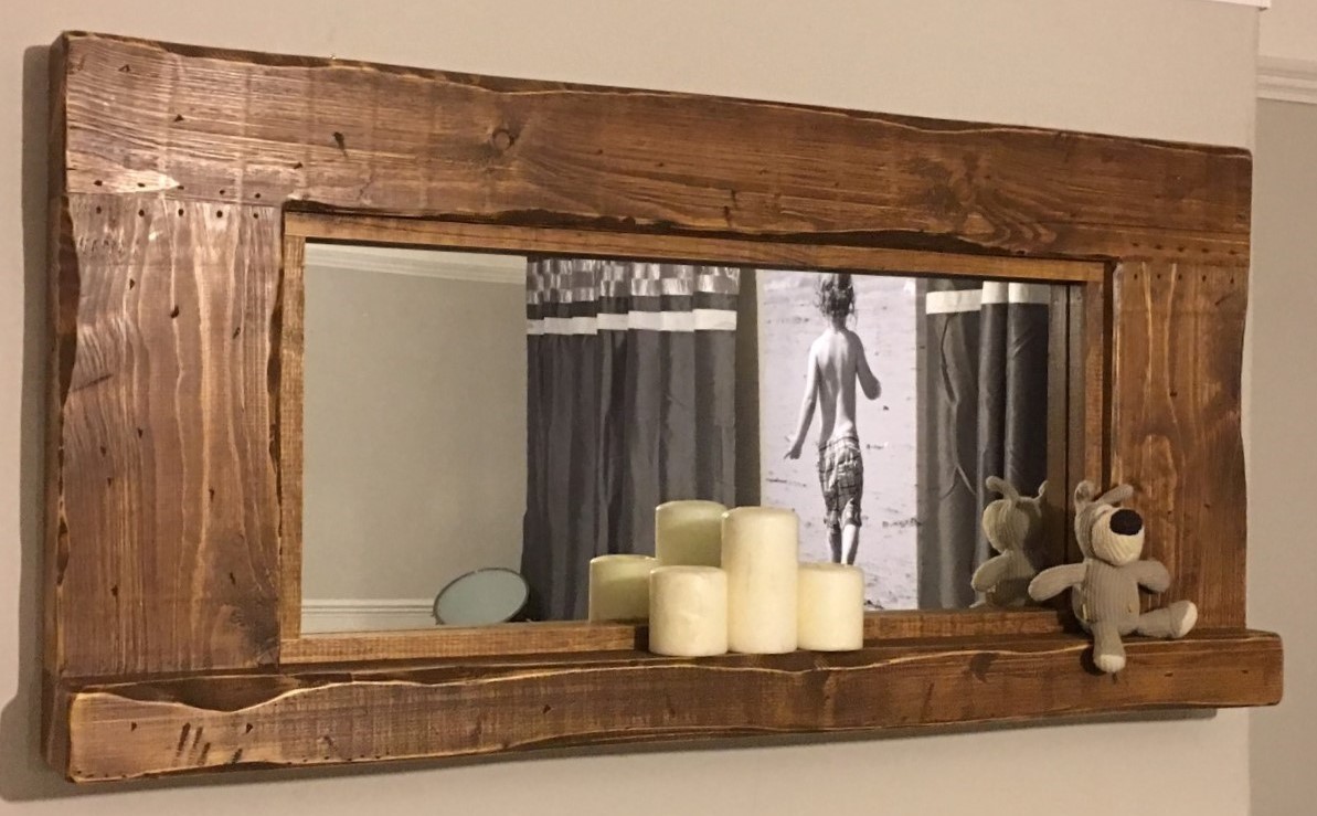 Large Rustic Barnwood Shelf With Mirrors Amazon.com: BARNWOODUSA 16x20