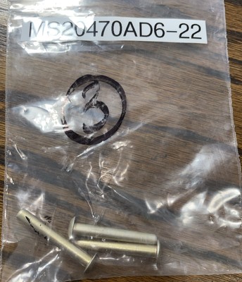 MS20470AD6-22 Solid Aluminum Rivets ( 3 ) Units 37mm X 5mm Diameter 1 3 ...