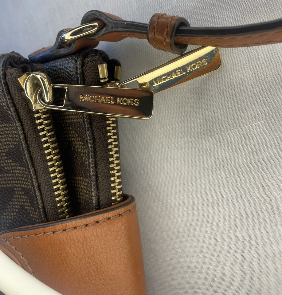 Michael Kors Monogram Fulton Crossbody purse brown adjustable strap | eBay