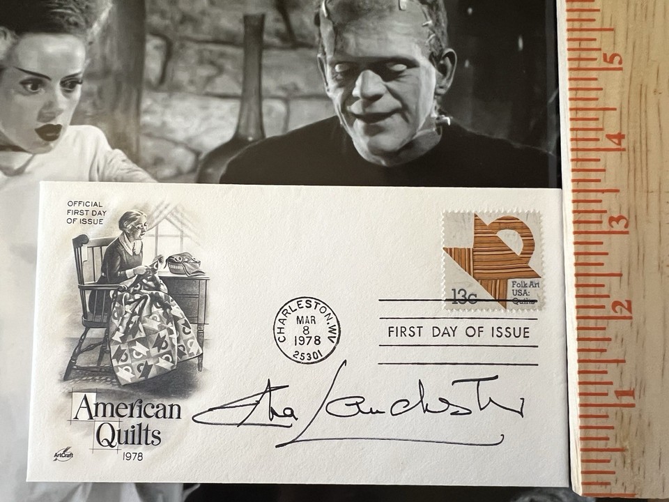 BRIDE OF FRANKENSTEIN AUTOGRAPHED SIGNED ELSA LANCHESTER COVER BORIS ...