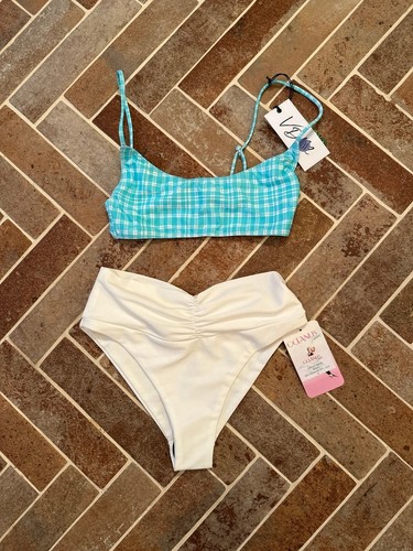 VDM blue and white check swim top NWT size XS and Oceanus white swim ...