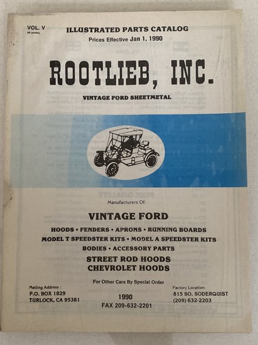 Rootlieb Inc. Vintage Ford Sheetmetal 1990 Illustrated Parts Catalog ...