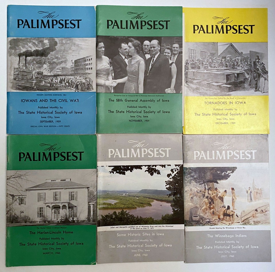Lot Of 6 Palimpsest Iowa History Magazines September 1959 - July 1960 ...