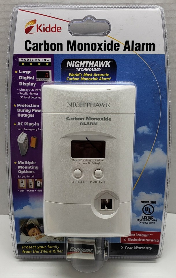 Kidde Nighthawk Plug-In Carbon Monoxide Alarm Nighthawk AC w/ Emergency ...