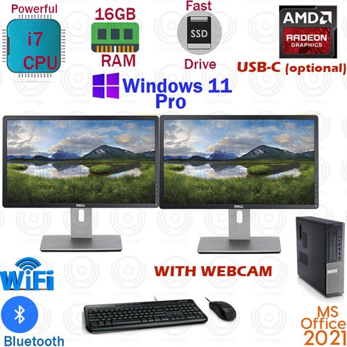 Windows 11 Custom Dell PC CORE i7 1TB SSD 16GB RAM | USB-C Dual Monitor ...