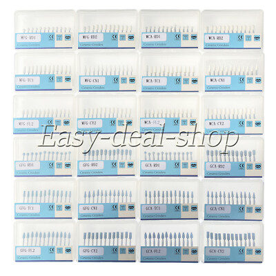 12 Pcs Dental White/Green Stone Porcelain Resin Handpiece Polishing Bur ...
