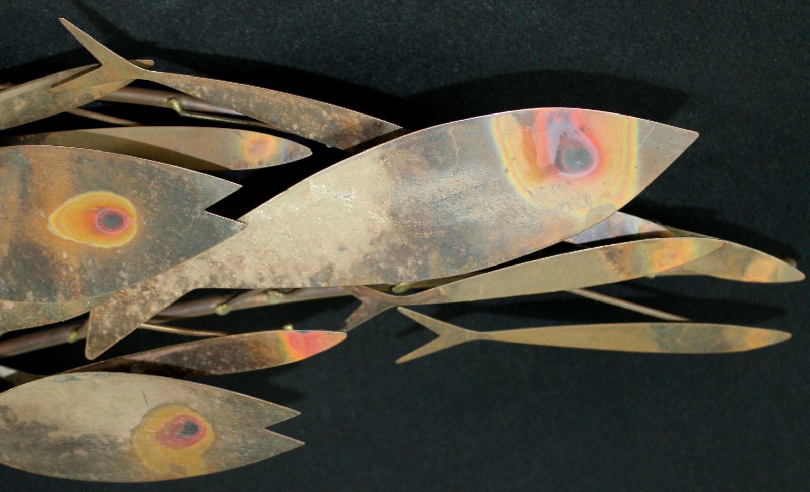 56" School of Fish brutalist metal wall sculpture signed C. Jere 1979 ...