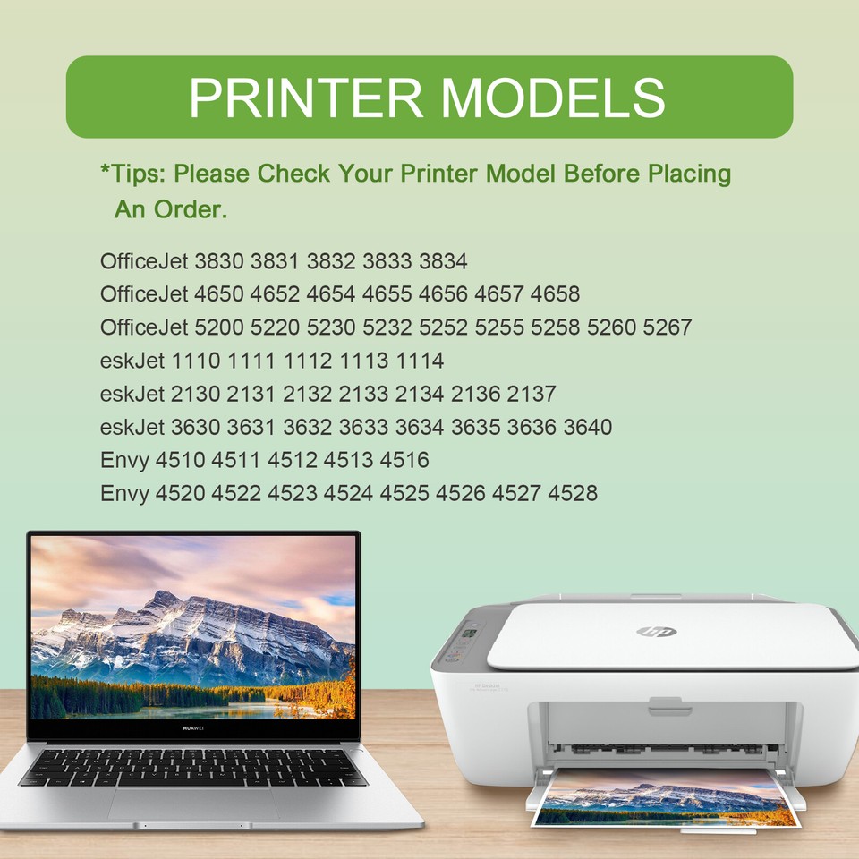 #63 63XL Ink Cartridges for HP OfficeJet 3830 3836 4650 5255 ENVY 4512 ...