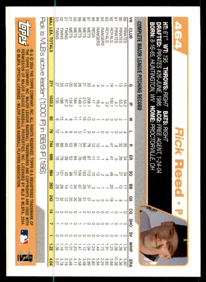 2004 TOPPS RICK REED PITTSBURGH PIRATES #464 | eBay