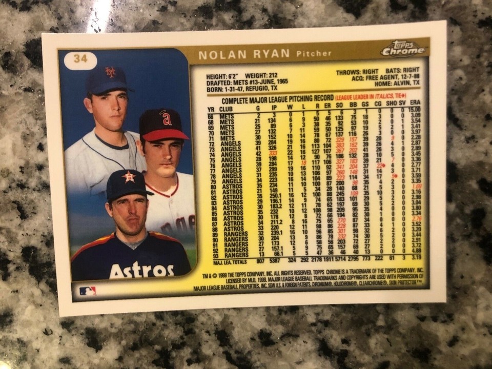 1999 Topps Chrome #34 Nolan Ryan (3301) | eBay