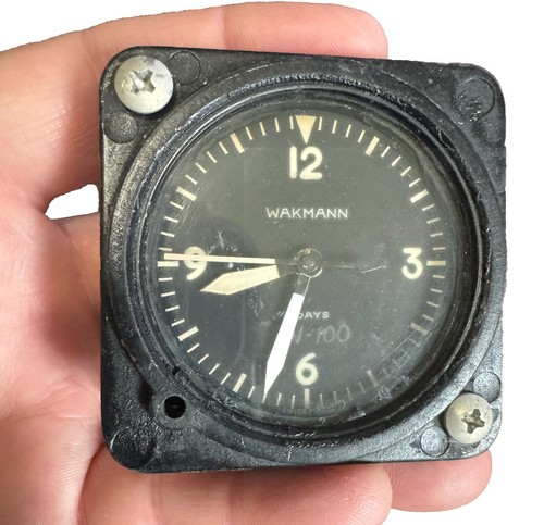 VINTAGE WAKMANN 8 DAYS MILITARY AVIATION COCKPIT AIRCRAFT CLOCK ...