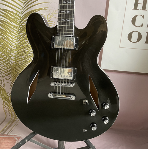 DG-335 Electric Guitar Silver Diamond Hole Chrome Hardware Semi Hollow ...
