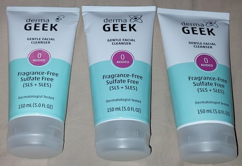 3 NEW DERMA GEEK GENTLE FACIAL CLEANSER 5 OZ FRAGRANCE & SULFATE FREE ...