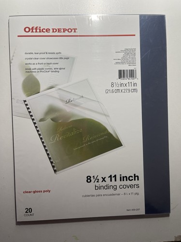 Office Depot Clear Gloss Poly Binding Covers, 8.5 x 11, 60 Count | eBay