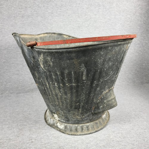 Vintage Steel Coal Ash Bucket Vertical Ribs, 2 Handles 1930's 40's ...