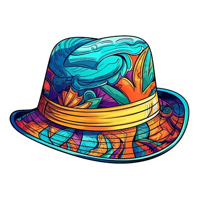 Vibrant Beach Hat Sticker, Water Bottle Laptop Decal, Vacation Travel ...