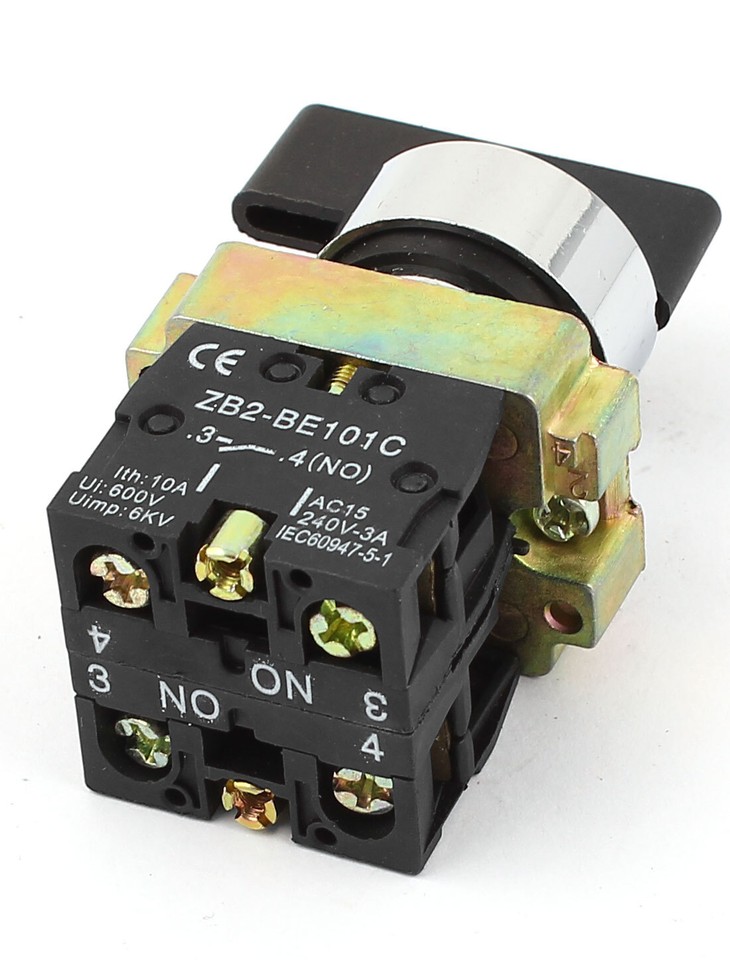 21mm Panel Mount DPST 3-Position Latching Rotary Selector Switch AC ...