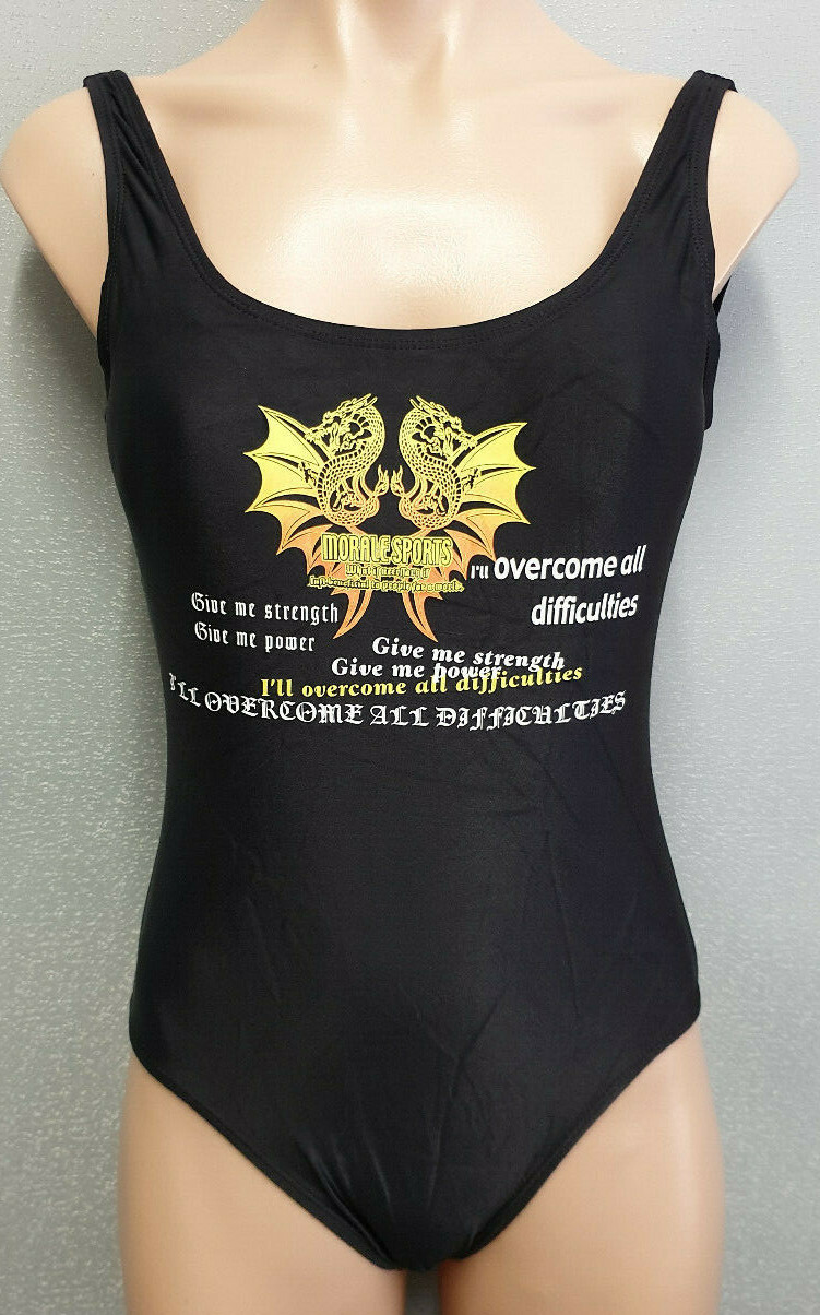 BNWO Ladies Sz XL 14 Smart Black Print Padded Cup Bather One Piece ...