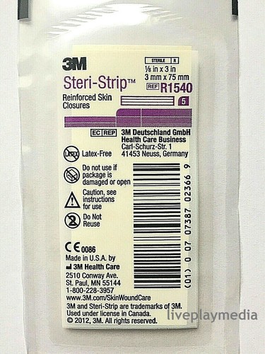 3M Steri-Strip Reinforced Skin Wound Closures R1540 3mm x 75mm | eBay UK