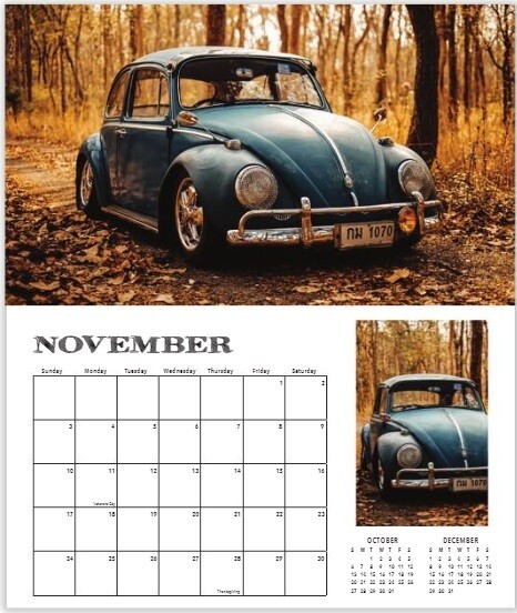 2024 VW BUGS DELUXE WALL CALENDAR car volkswagen beetle bus bug gift ...