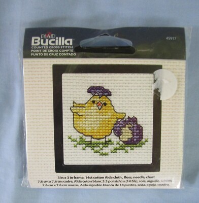 Plaid Bucilla Mini Counted Cross Stitch Kit 45917 Chick 2012 NIP | eBay UK