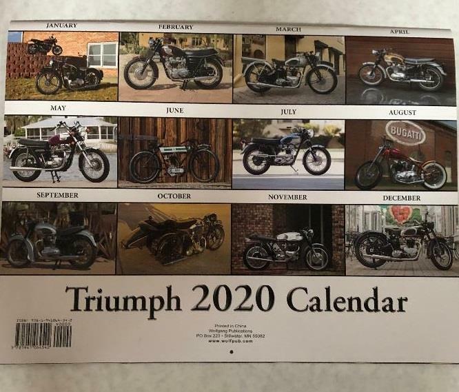 VINTAGE TRIUMPH WALL CALENDAR 12 MONTHS OF TRIUMPH MOTORCYCLES 16 x 12 ...