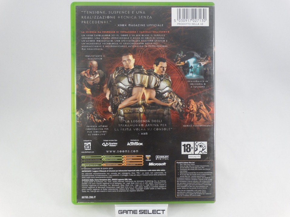 Doom 3 FPS Microsoft Xbox Classic And 360 Pal Eur - - Original Complete ...