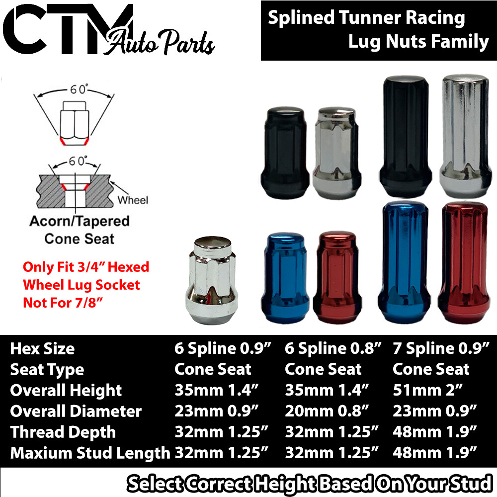 32x 2' Red 14x1.5 Spline Tuner Performance | Grelly USA