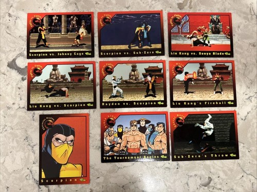 1994 CLASSIC MIDWAY MORTAL KOMBAT TRADING CARDS LOT of 9 - SCORPION ...