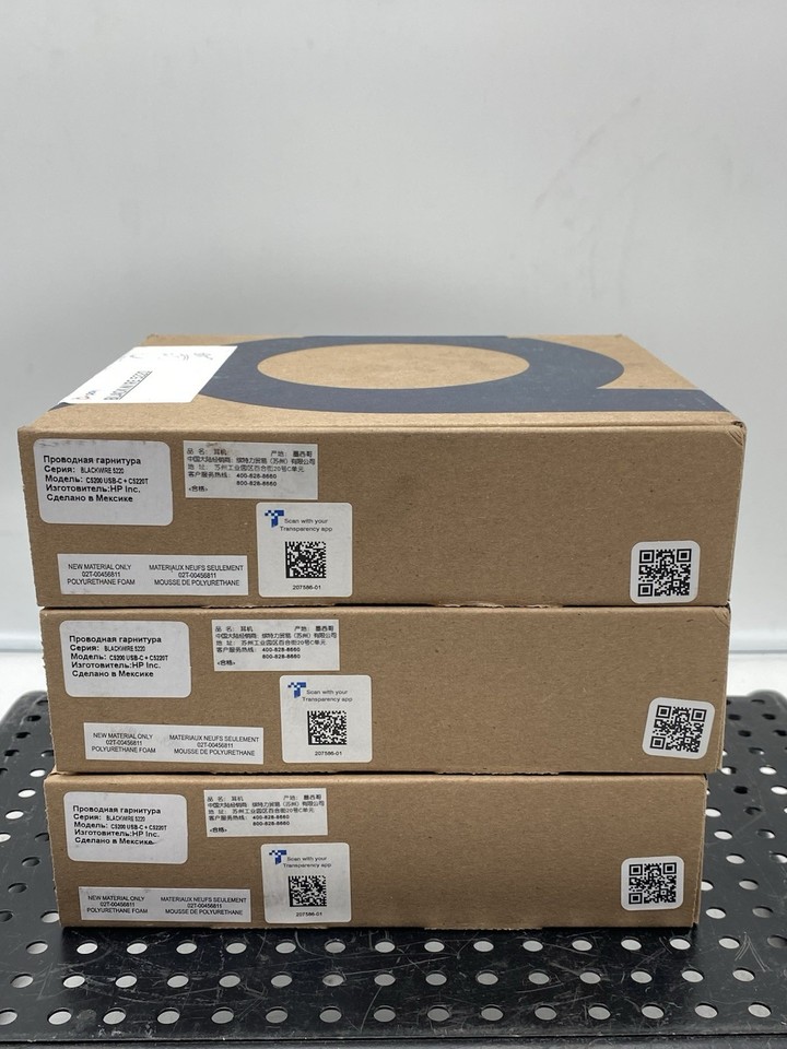 LOT OF 3 Plantronics Poly Blackwire C5220T Dual Headset C5200 USB-C ...