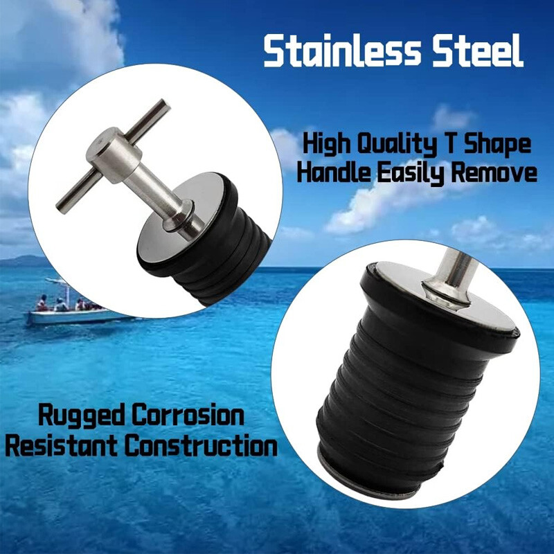 NEW 2 PCS Boat Drain Plug Rubber Stainless Steel Twist Hull Drain Plugs ...