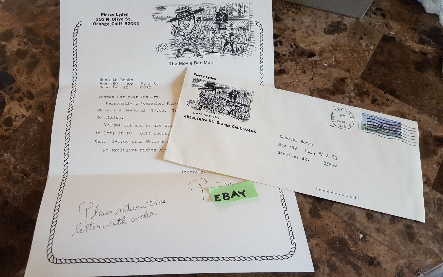 Pierce Lyden Auto Letter The Movie Bad Man Western Actor | eBay