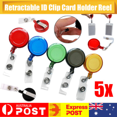 5 x Retractable Badge Holder Reel Swipe Card Security ID Pull Key Ring ...